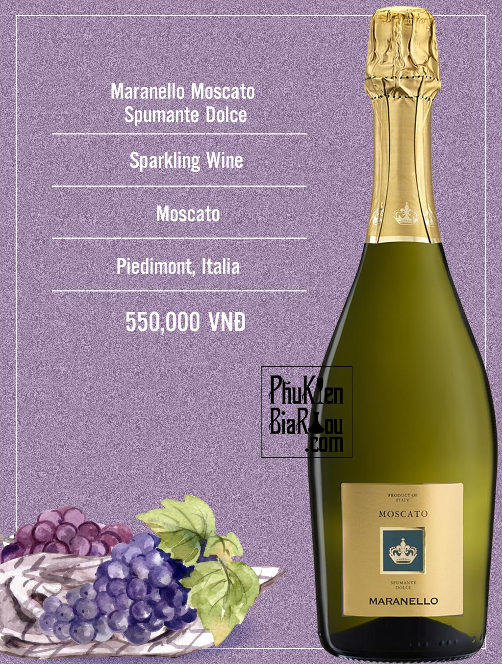 Vang sủi tăm Maranello Moscato Spumante Dolce